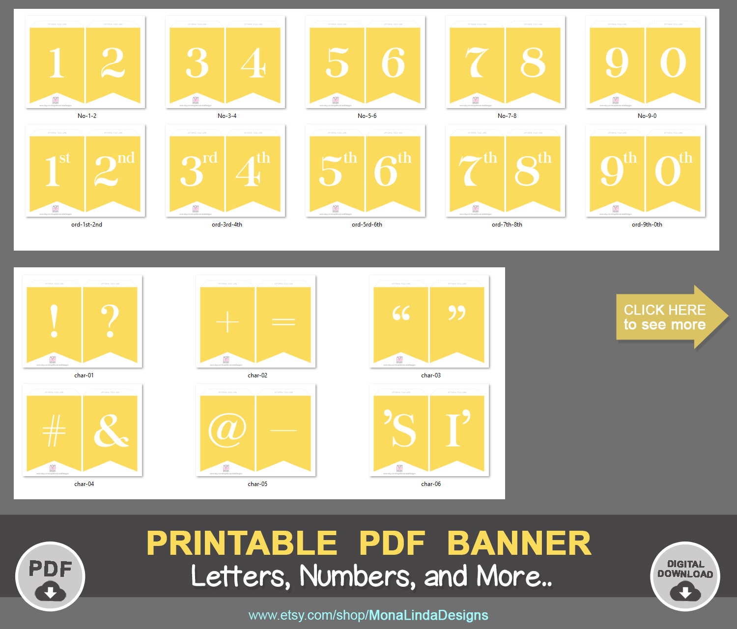 Yellow Printable PDF Banner,printable Alphabet Letter Banner,printable ...