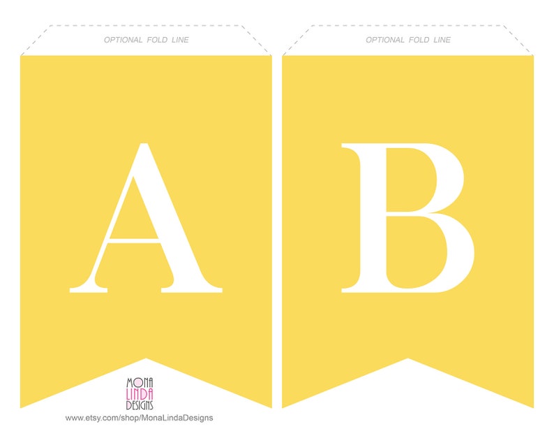 Yellow Printable PDF Bannerprintable Alphabet Letter - Etsy