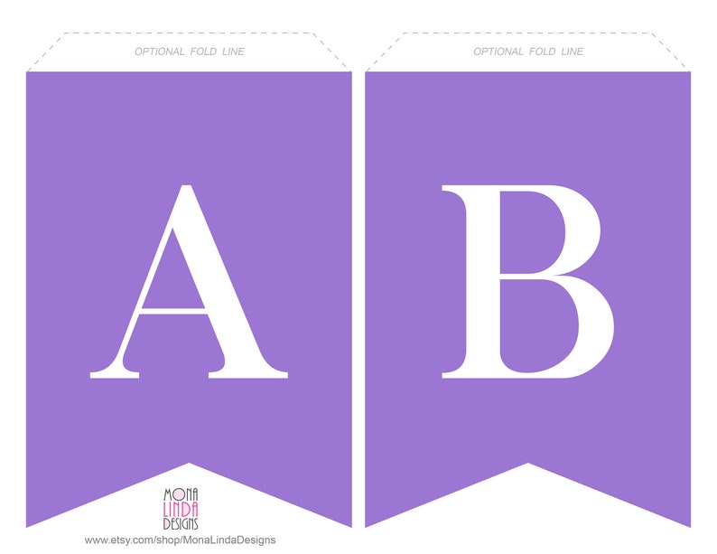 Purple Printable PDF Bannerprintable Alphabet Letter - Etsy