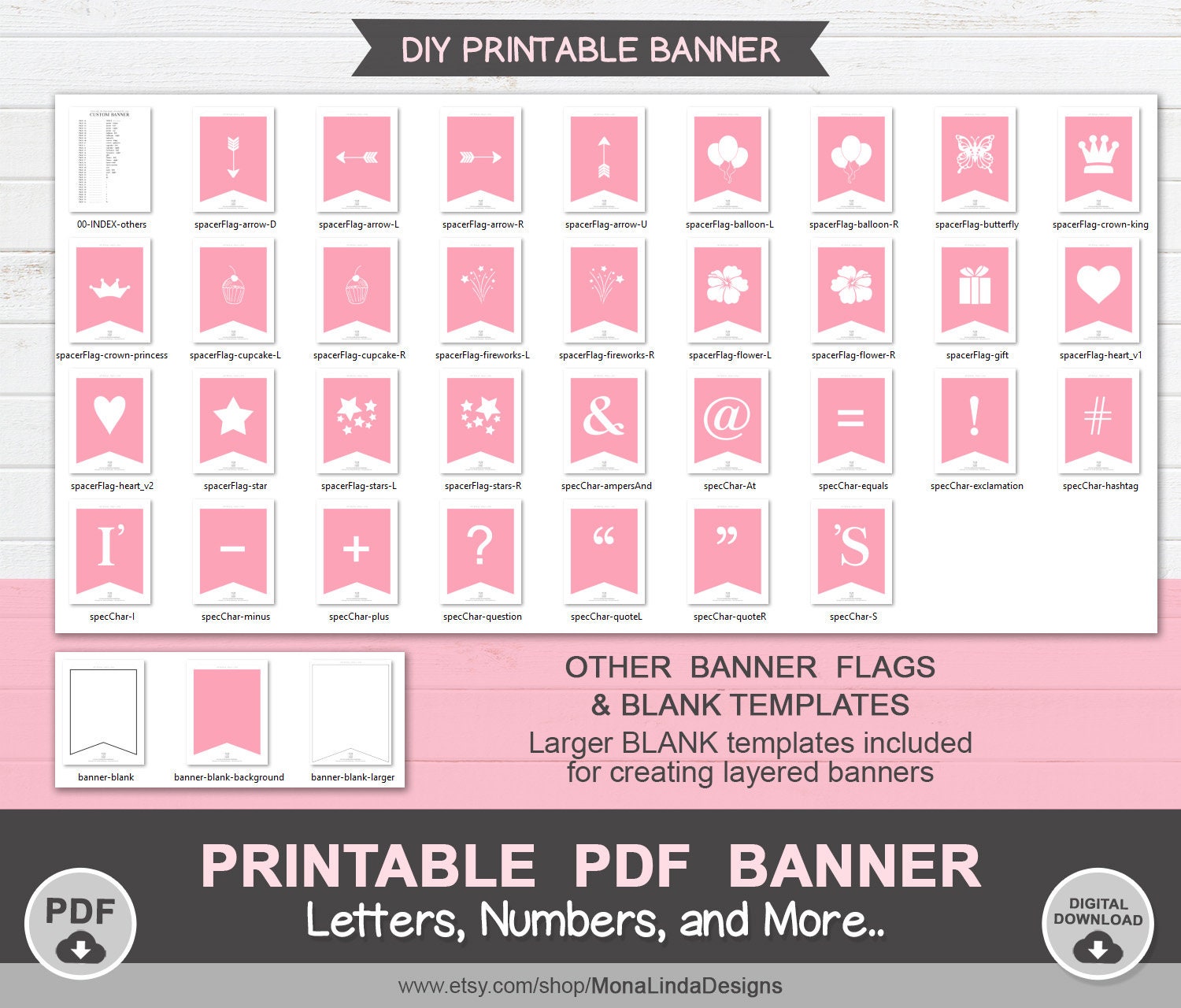 Pink Printable PDF Banner,printable Alphabet Letter Banner,printable ...