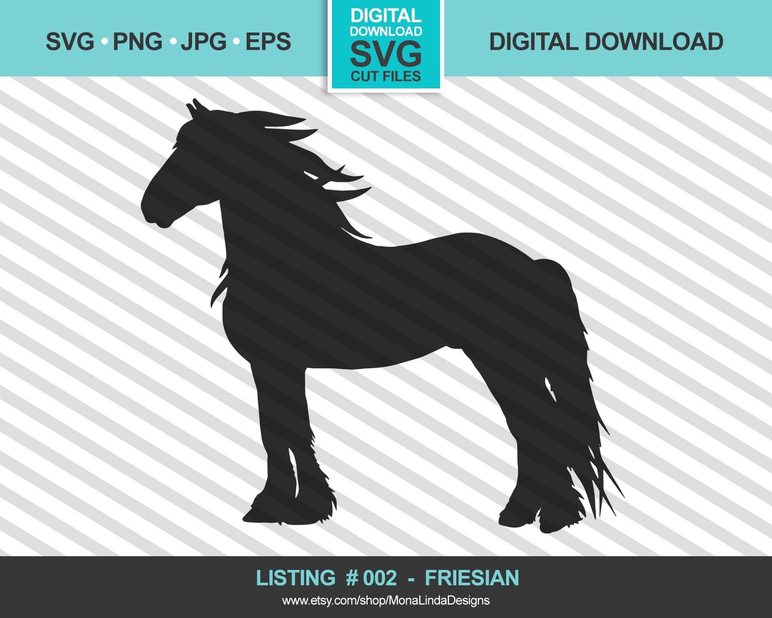 Friesian SVG paard SVG paard gesneden bestand silhouet | Etsy