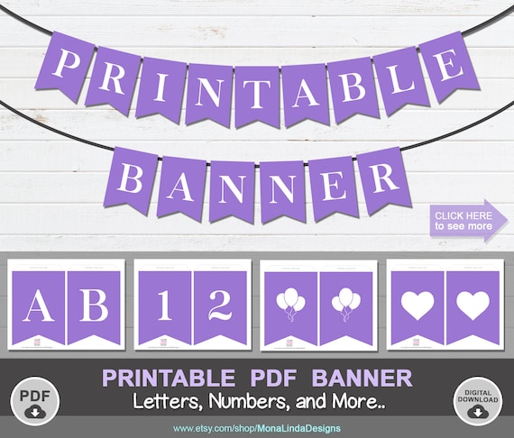 Purple Printable PDF Bannerprintable Alphabet Letter | Etsy