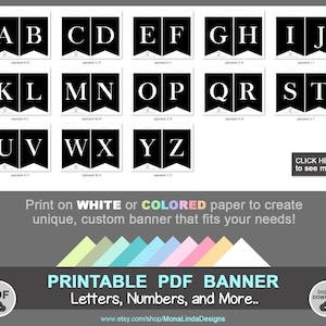 Printable PDF BANNER, Printable Alphabet Letter Banner, Printable ...