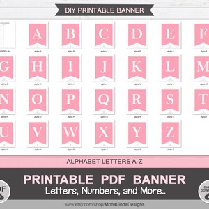 Pink Printable PDF Banner,printable Alphabet Letter Banner,printable ...
