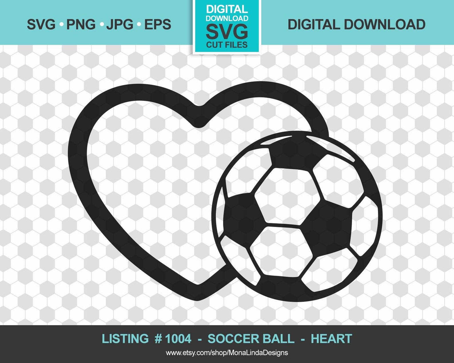 Soccer Ball With Heart Sports Instant Digital Download - Etsy