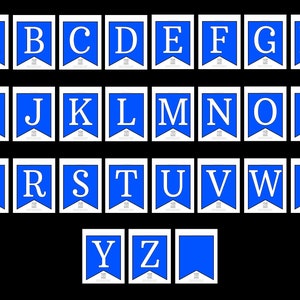 Printable PDF BANNER / Royal Blue and White Printable PDF Alphabet ...