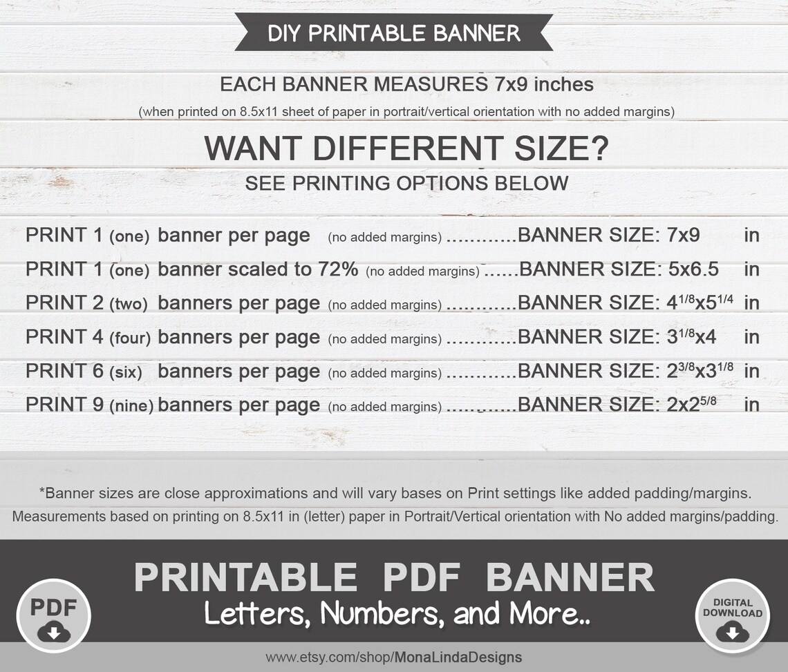 Printable PDF BANNER / Green and White Printable PDF Alphabet | Etsy