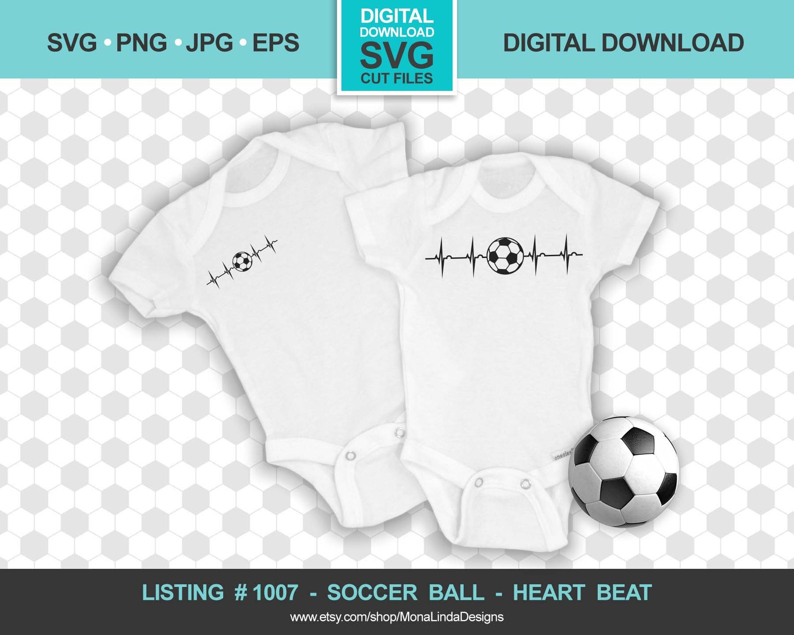 Soccer Ball Heart Beat SVG Svg Png Pdf Jpg Sports | Etsy