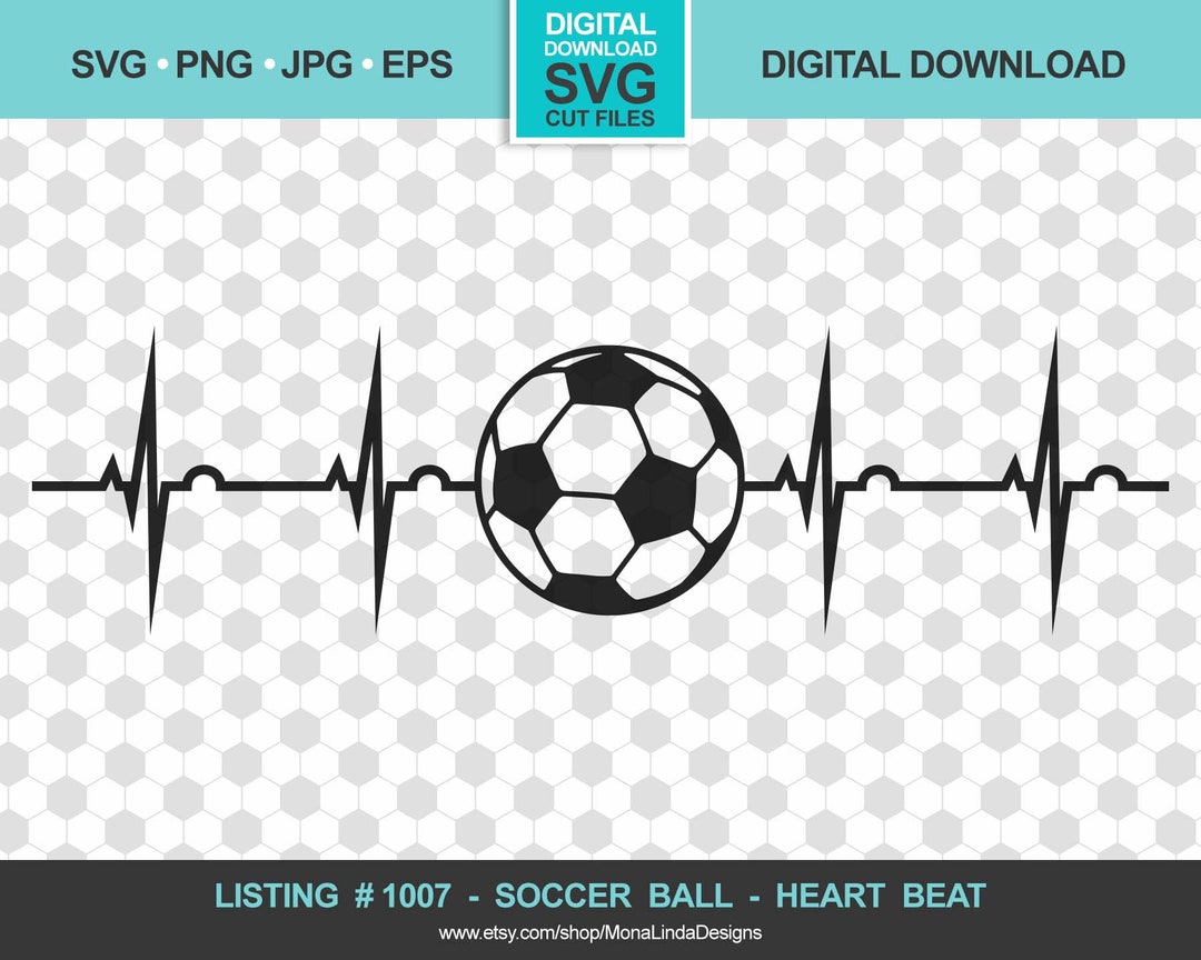 Soccer Ball Heart Beat, SVG, Svg, Png, Pdf, Jpg, Sports, Instant ...