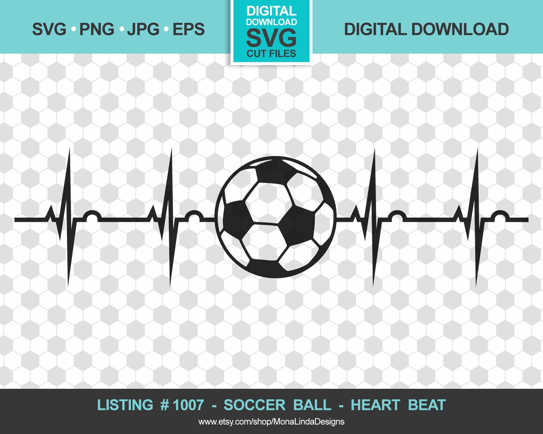 Soccer Ball Heart Beat SVG Svg Png Pdf Jpg Sports - Etsy