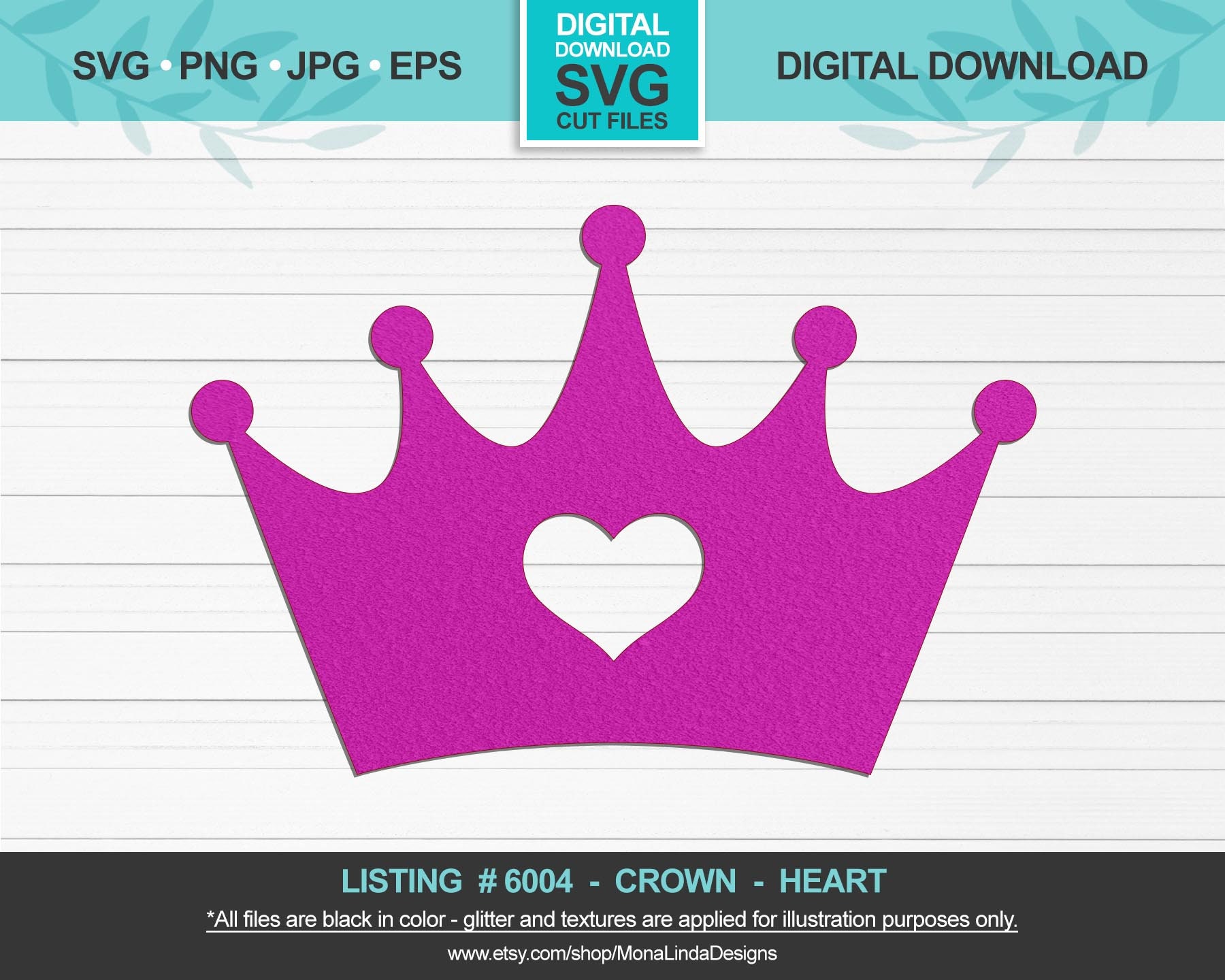 Crown with heart SVG princess prince cut file | Etsy