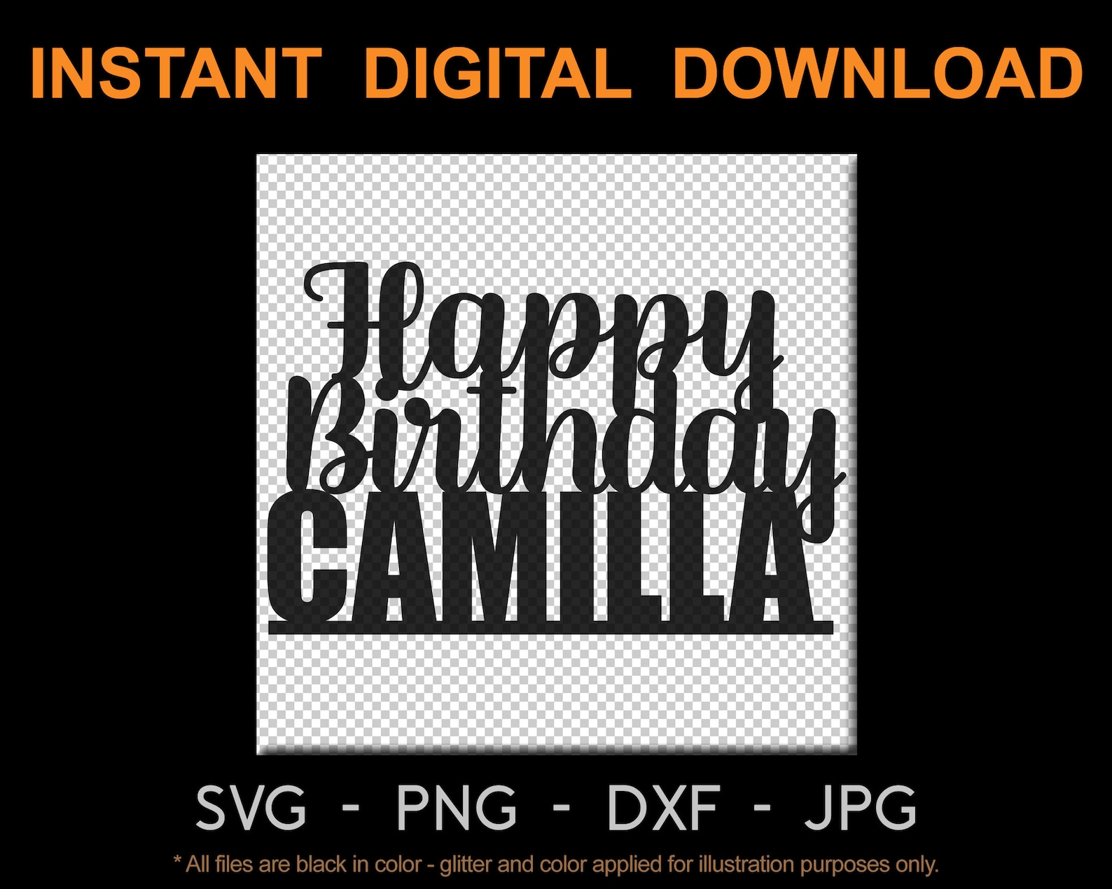 Happy Birthday Camilla Cake Topper SVG PNG DXF Cutting - Etsy Norway