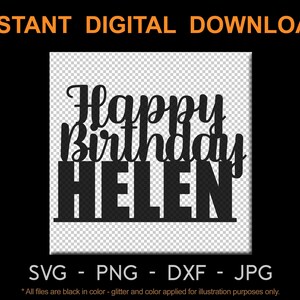 Feliz cumpleaños Helen Cake Topper / SVG PNG DXF Cutting - Etsy México