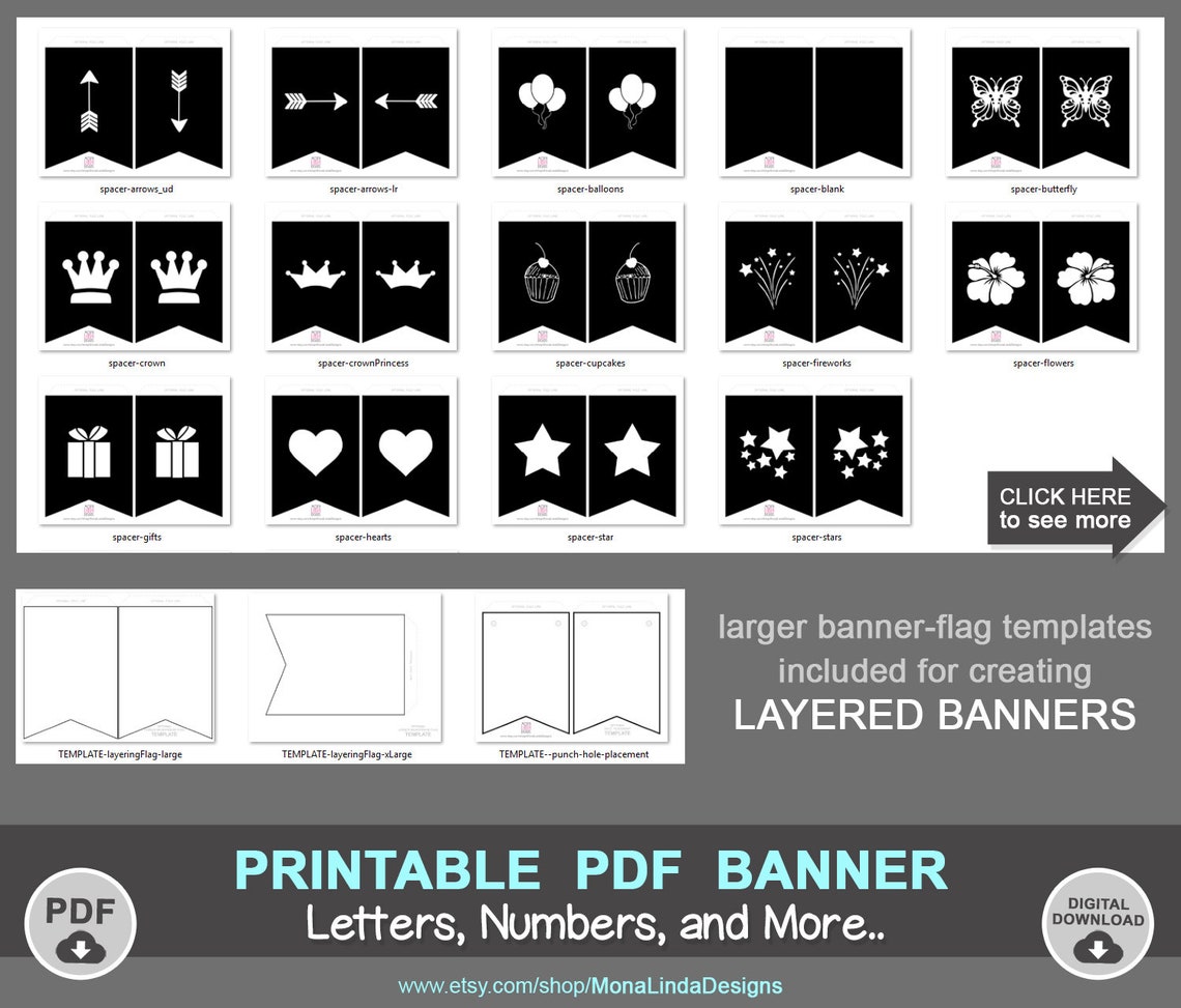 Printable PDF BANNER Printable Alphabet Letter Banner - Etsy