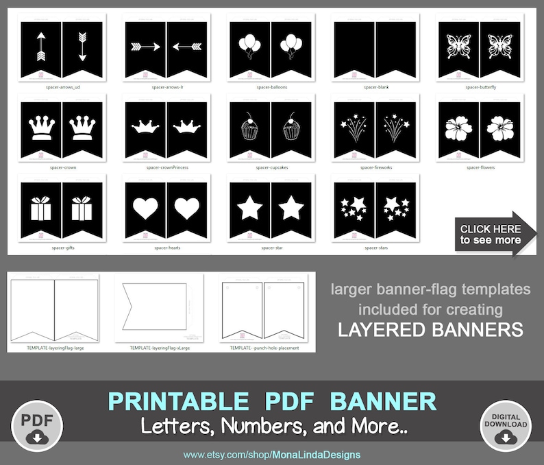 Printable PDF BANNER, Printable Alphabet Letter Banner, Printable ...