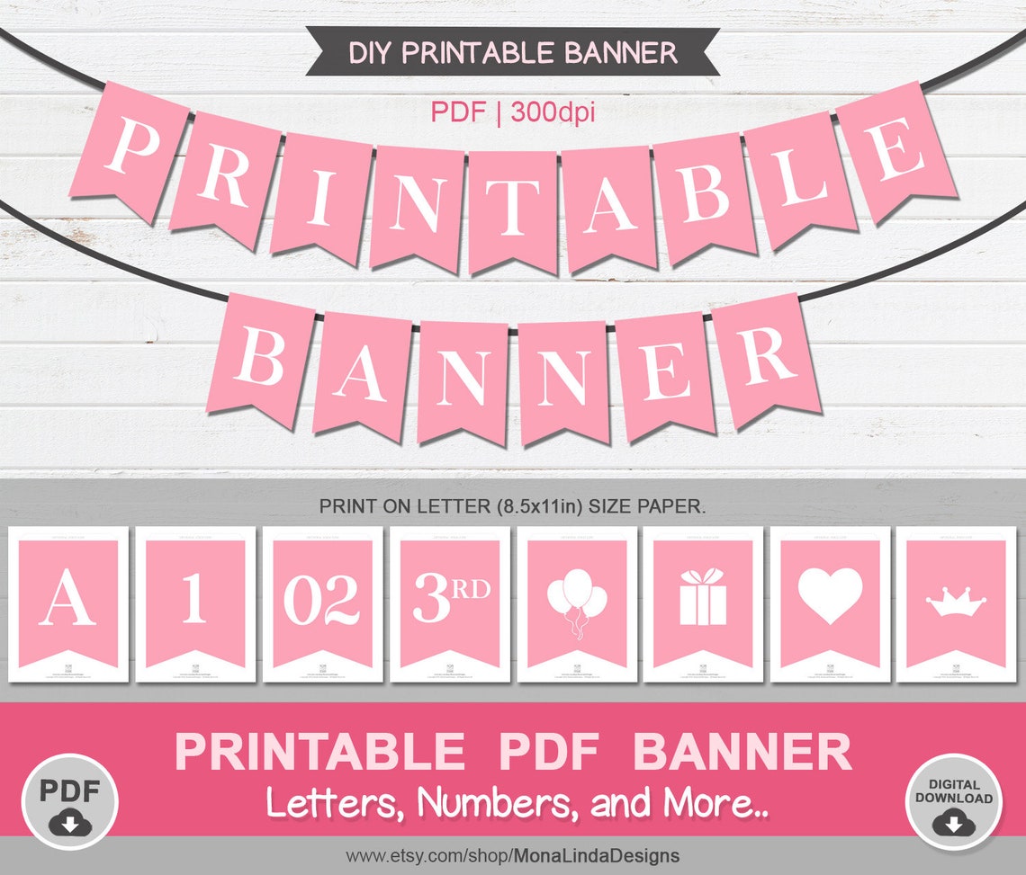 Pink Printable PDF Banner,printable Alphabet Letter Banner,printable ...