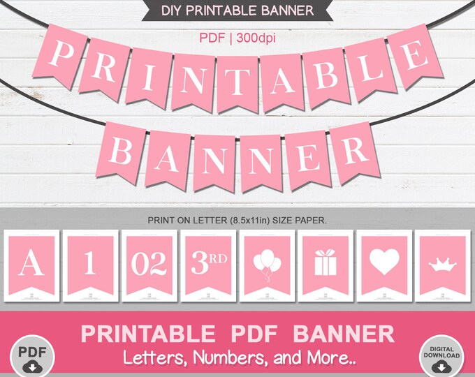 Pink Printable PDF Banner,printable Alphabet Letter Banner,printable ...