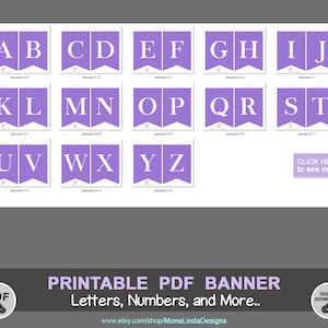 Purple Printable PDF Banner,printable Alphabet Letter Banner,printable ...