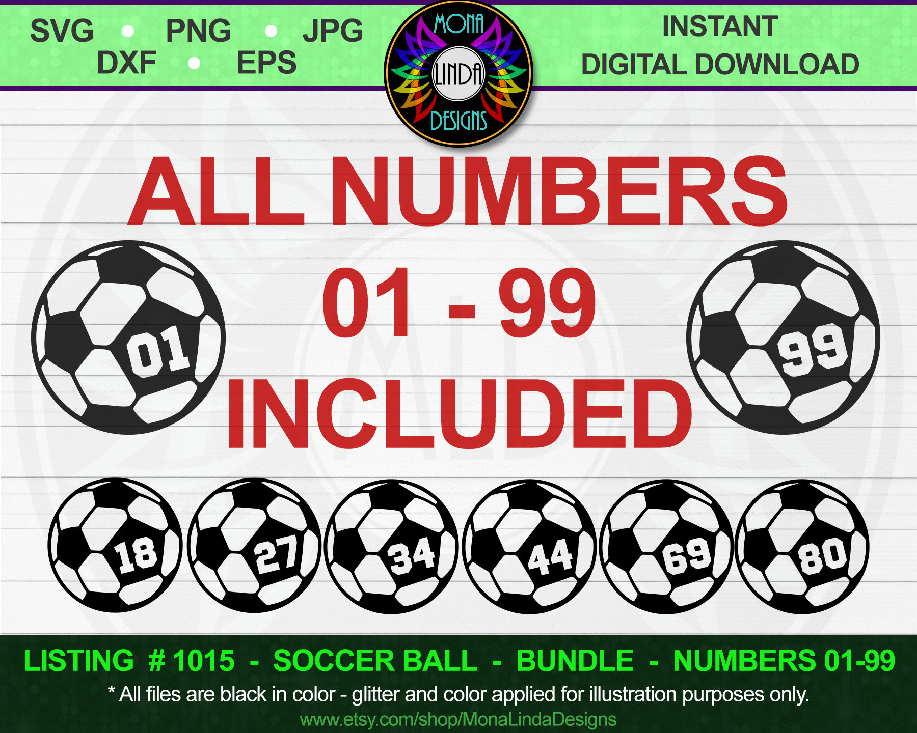 Custom Soccer Ball Bundle SVG Numbers 01-99 Soccer Ball With | Etsy