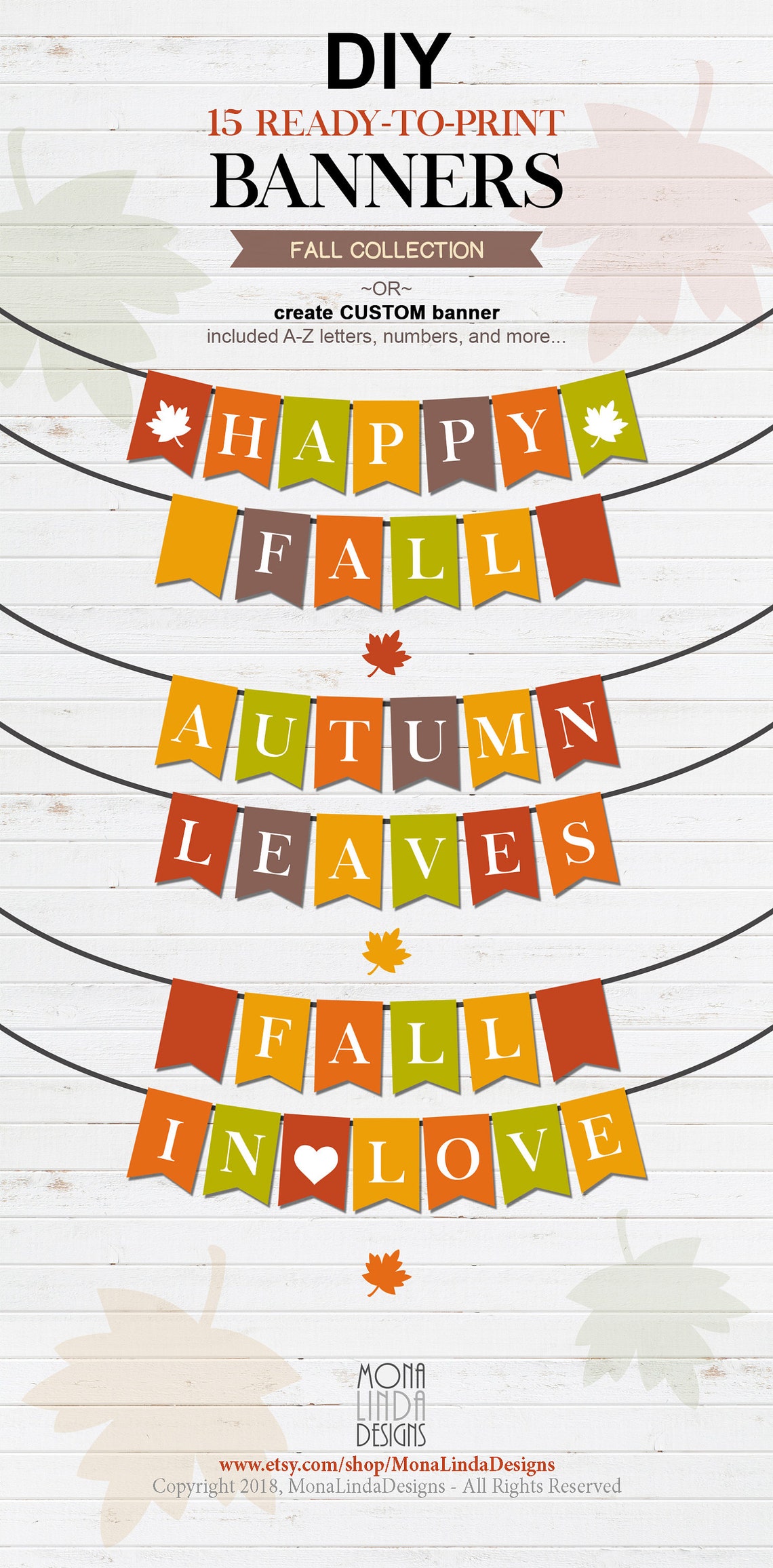 PRINTABLE PDF BANNER Fall Banner Autumn Banner Fall | Etsy
