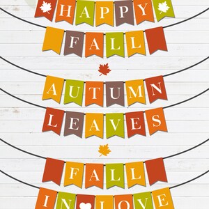 PRINTABLE PDF BANNER - Fall Banner, Autumn Banner, Fall Colors, Letter ...