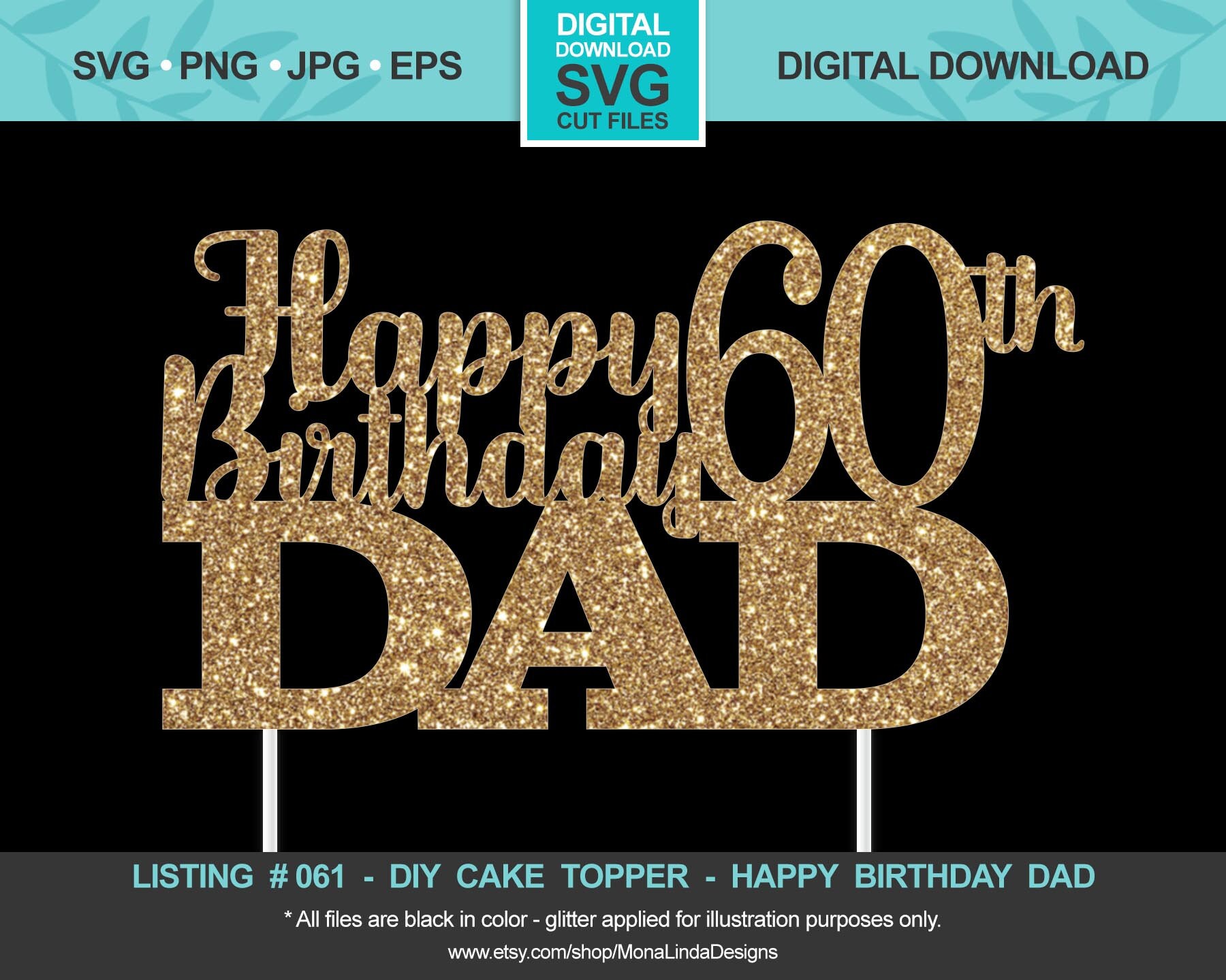 Happy 60th Birthday Dad SVG Cake Topper Birthday Svg Cut - Etsy Canada