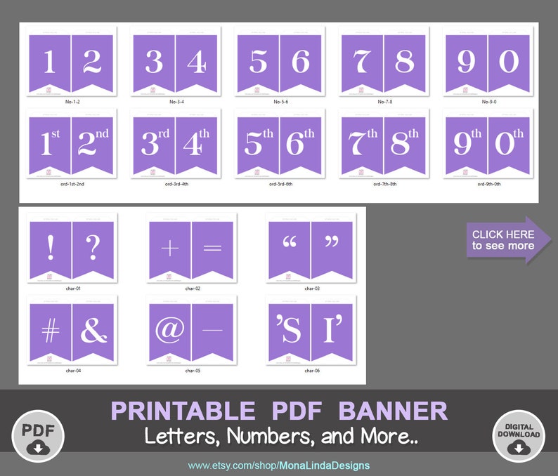 Purple Printable PDF Bannerprintable Alphabet Letter | Etsy
