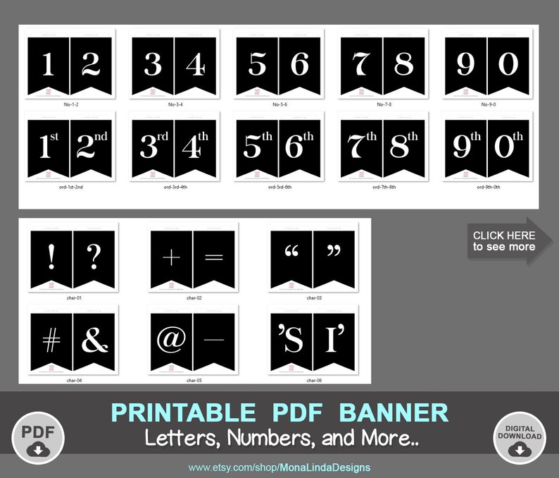 Printable PDF BANNER, Printable Alphabet Letter Banner, Printable ...