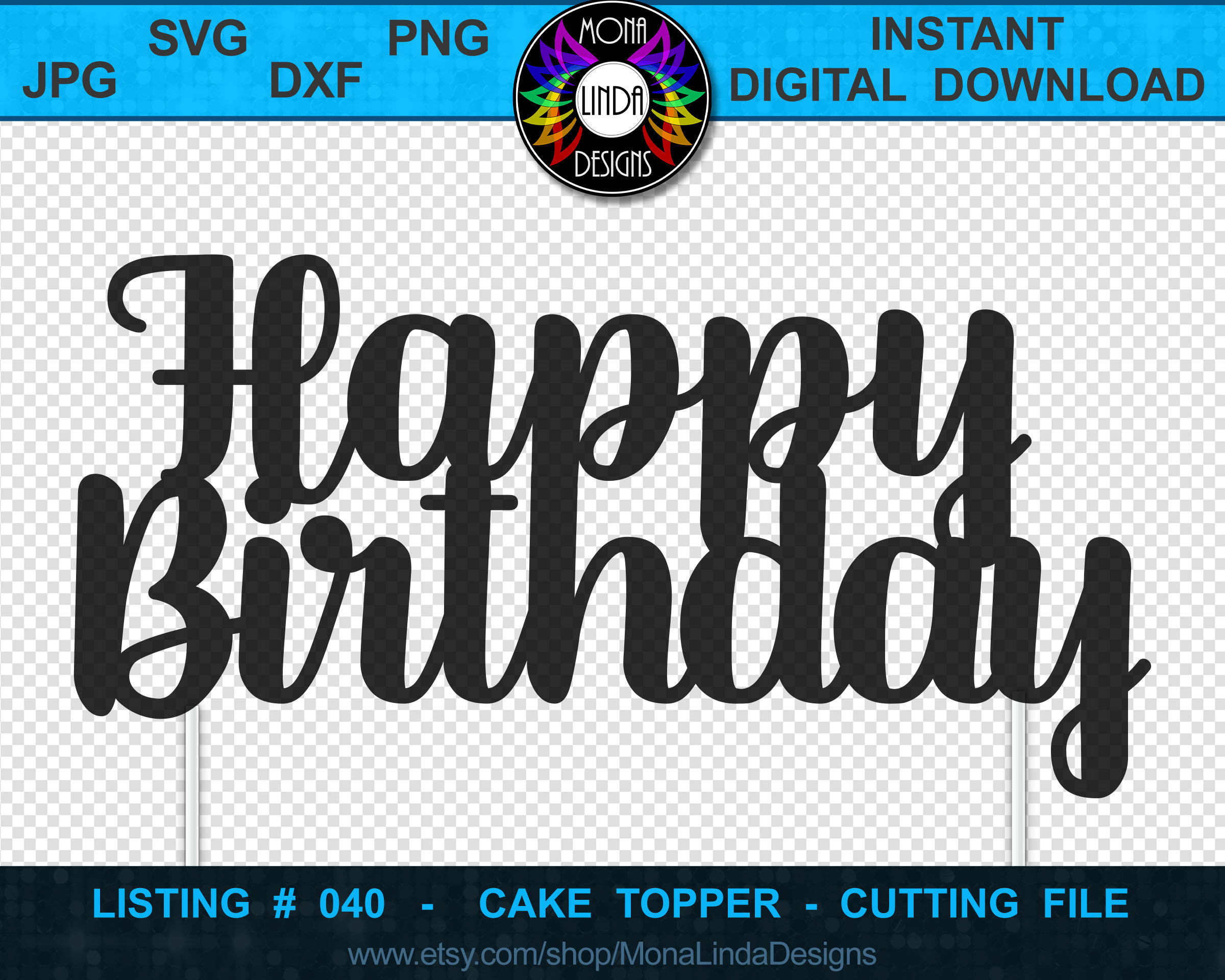 Cake Topper Feliz cumpleaños / SVG PNG DXF Cutting File / - Etsy México