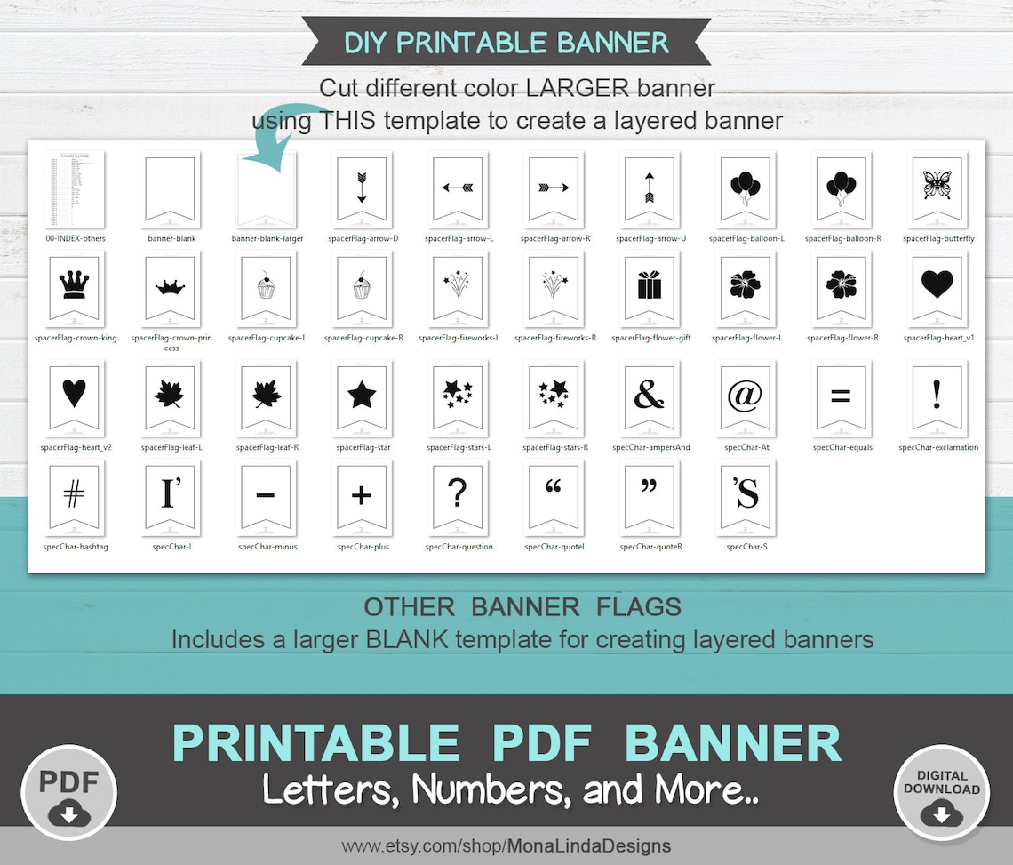 Printable PDF BANNER Printable Alphabet Letter Banner - Etsy