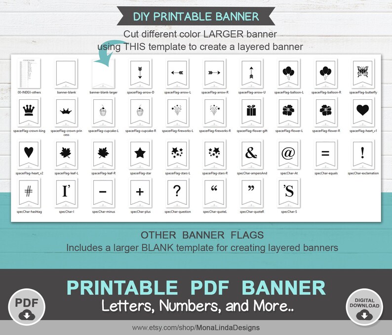Printable PDF BANNER Printable Alphabet Letter Banner - Etsy Canada