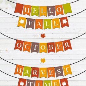 PRINTABLE PDF BANNER - Fall Banner, Autumn Banner, Fall Colors, Letter ...