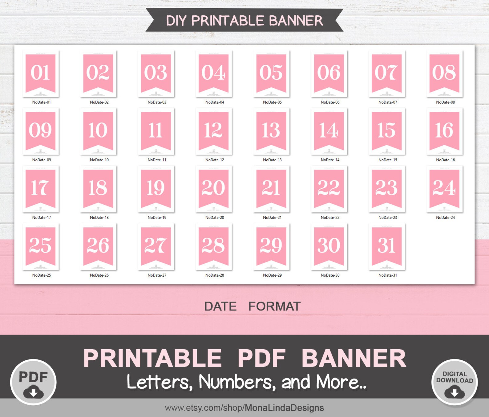 Pink Printable PDF Banner,printable Alphabet Letter Banner,printable ...