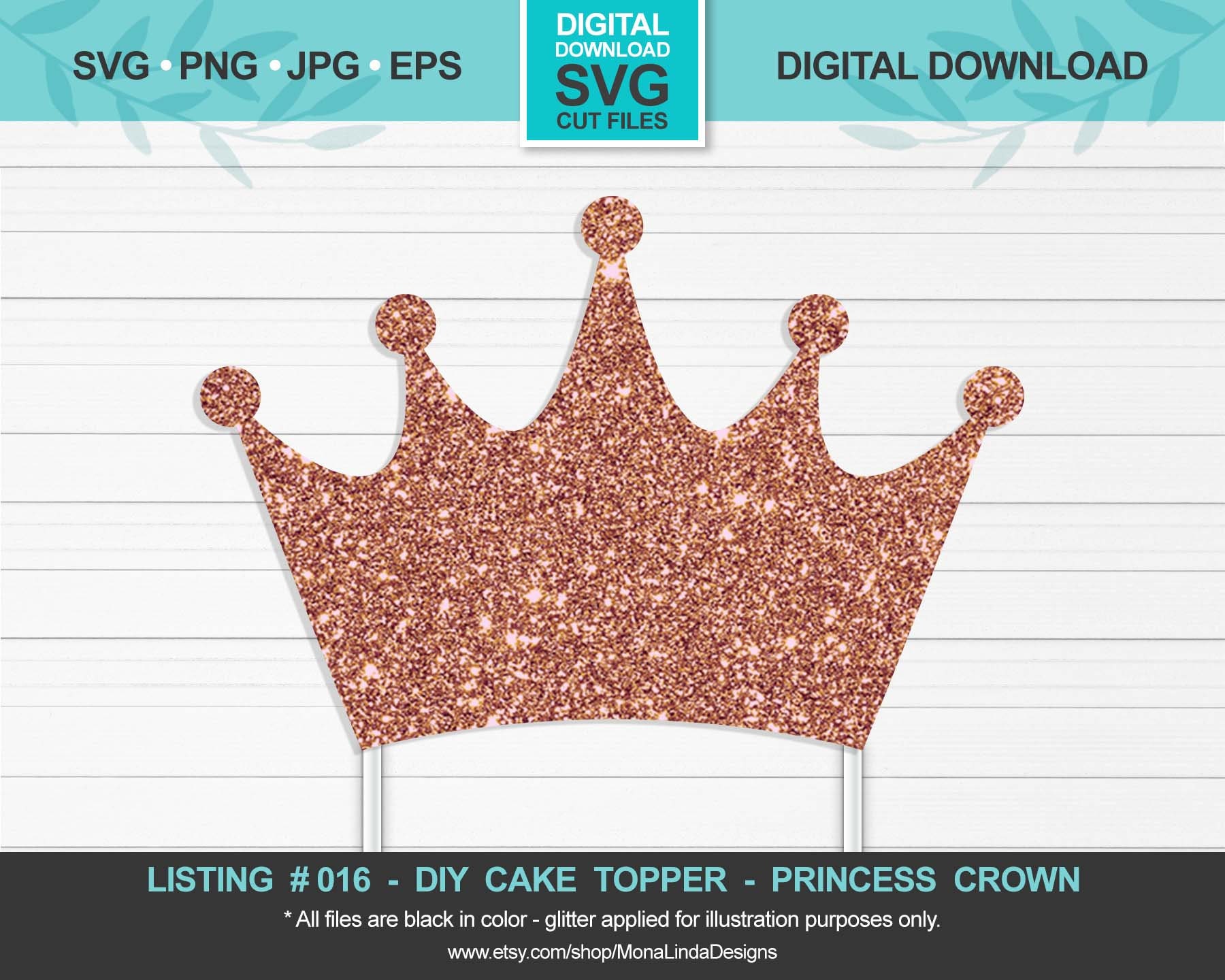 Princess Crown Cake Topper SVG, Cupcake/cake Topper -svg,jpg,png,eps ...