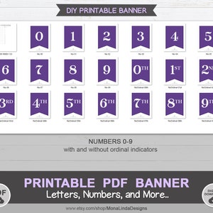 Printable PDF BANNER / Purple and White Printable PDF Alphabet Letter ...
