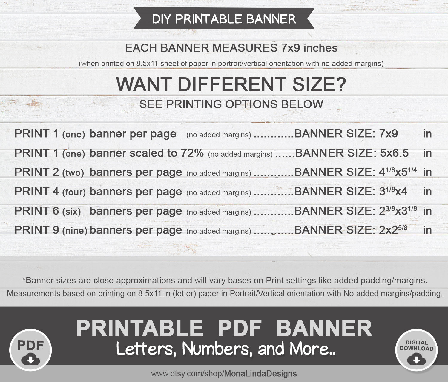 Printable PDF BANNER Printable Alphabet Letter Banner - Etsy