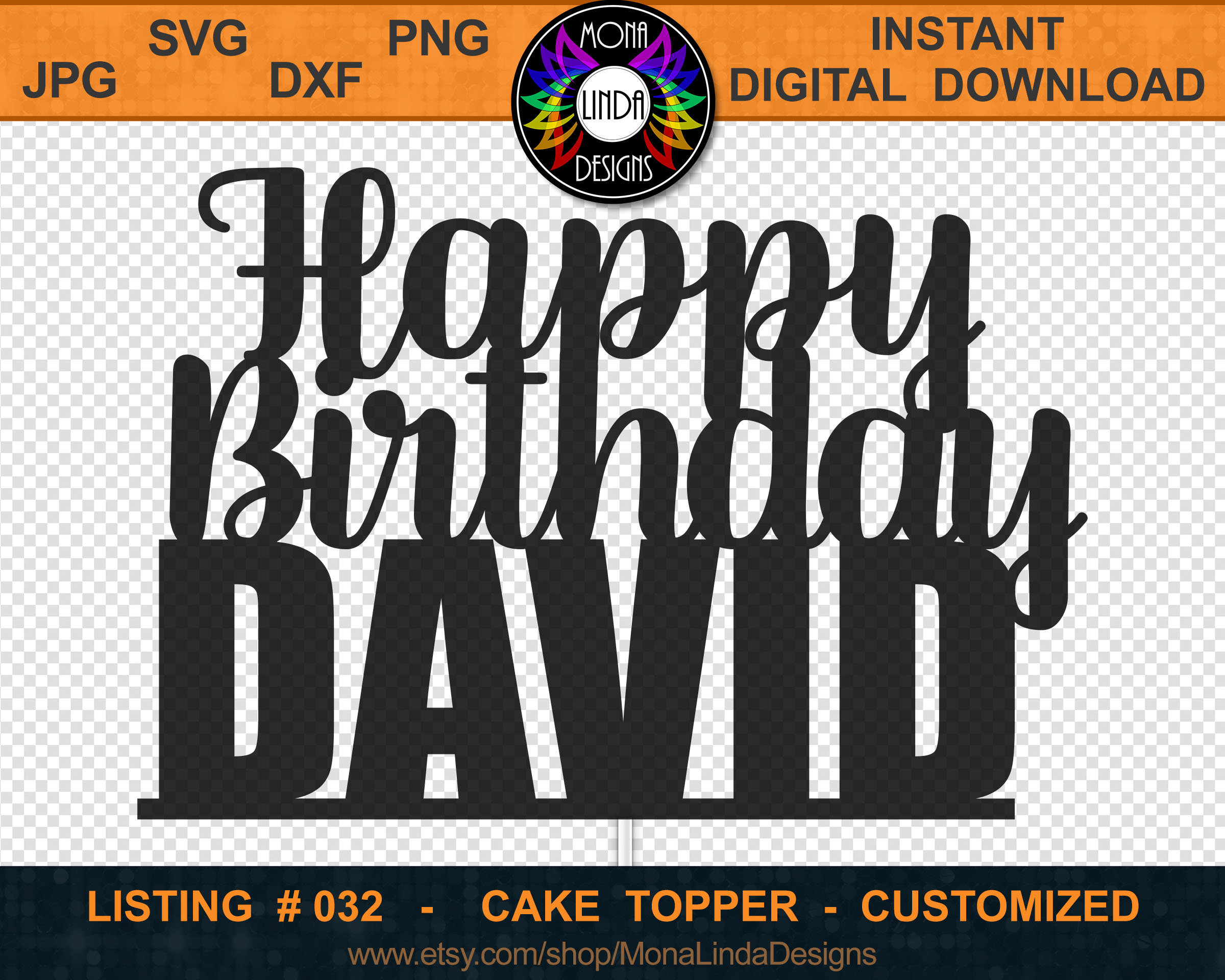 Happy Birthday David Cake Topper SVG PNG DXF Schneidedatei | Etsy