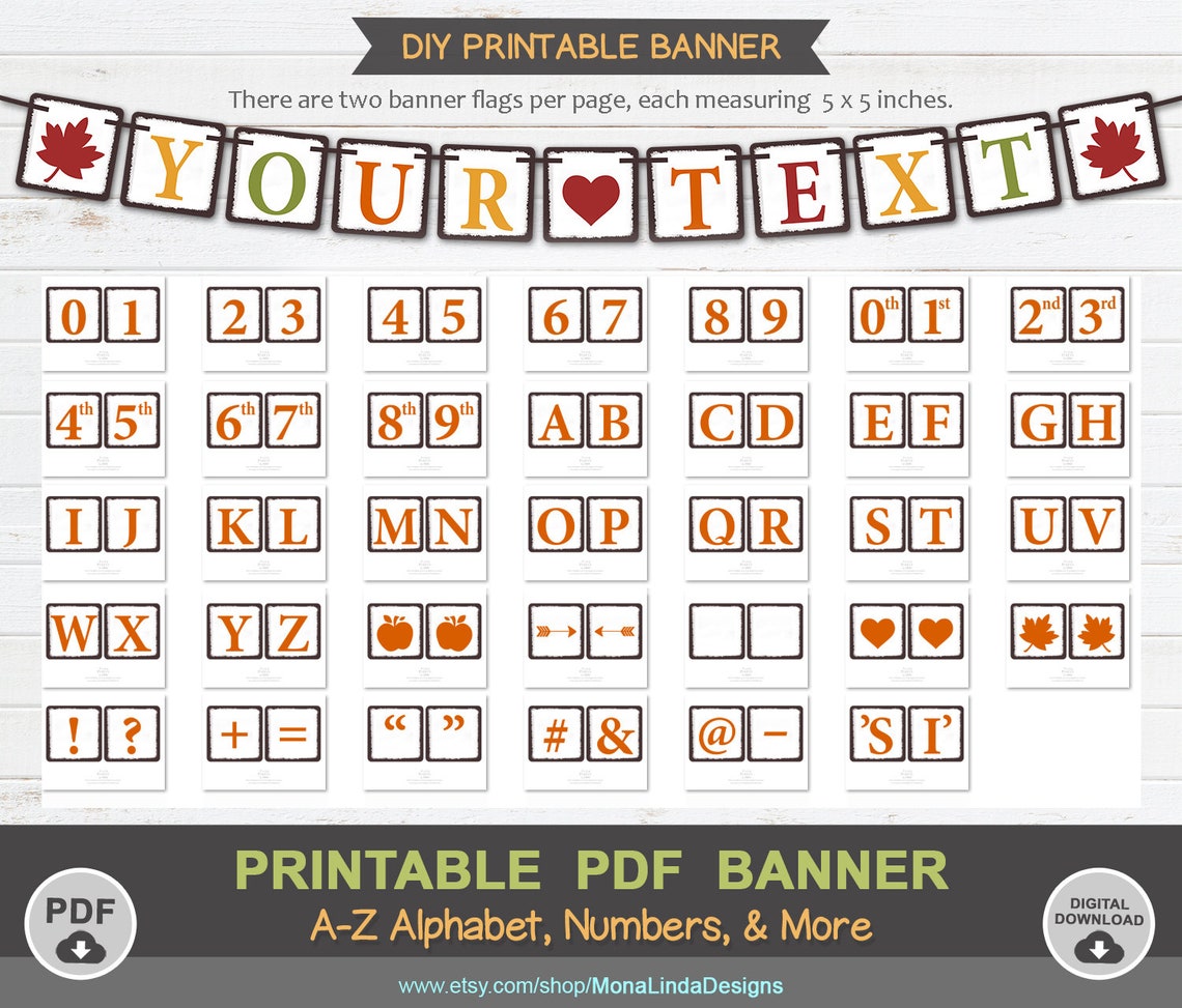 Printable Fall BANNER PDF Fall Banner Printable Square - Etsy