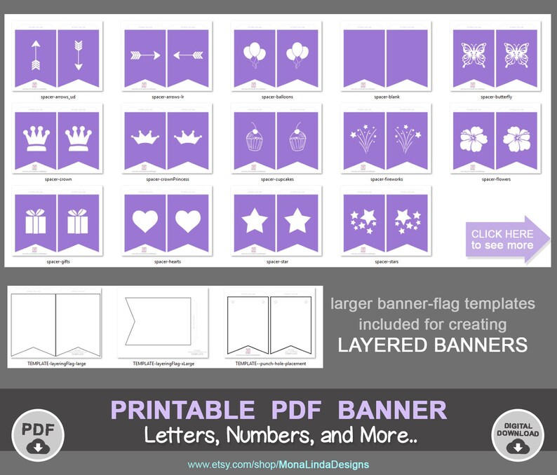 Purple Printable PDF Bannerprintable Alphabet Letter - Etsy