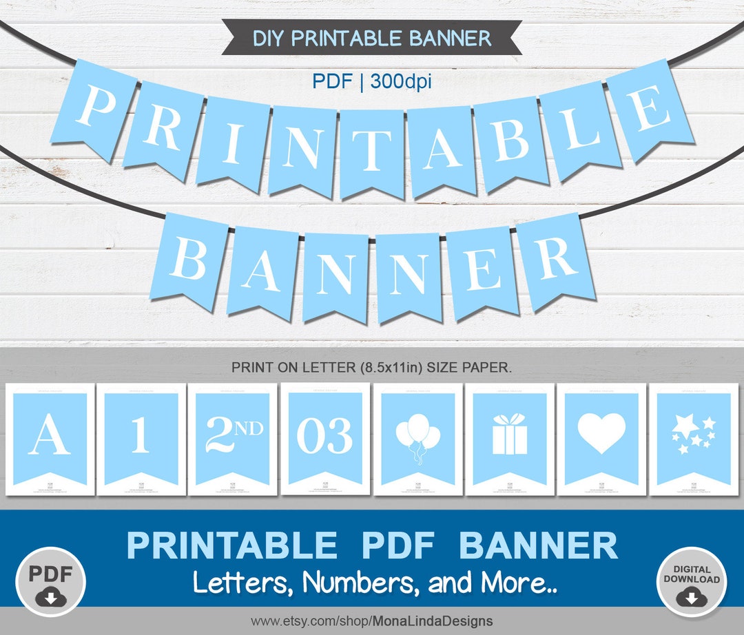 Baby Blue Printable PDF Banner,printable Alphabet Letter Banner ...