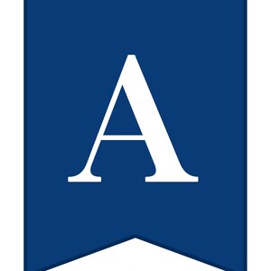 Printable PDF BANNER / Navy Blue and White Printable PDF Alphabet ...