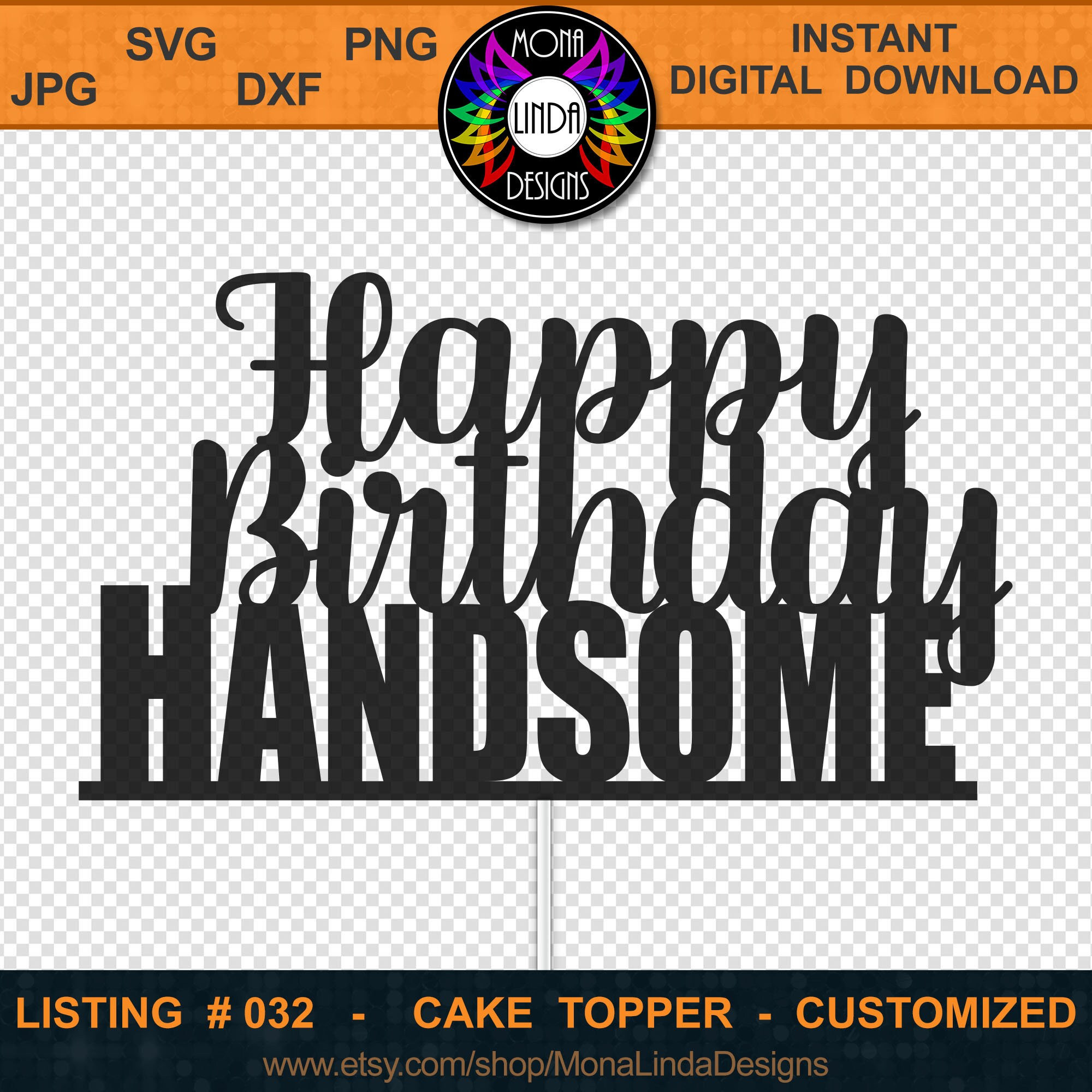 Feliz cumpleaños guapo Cake Topper SVG PNG DXF archivo de - Etsy México