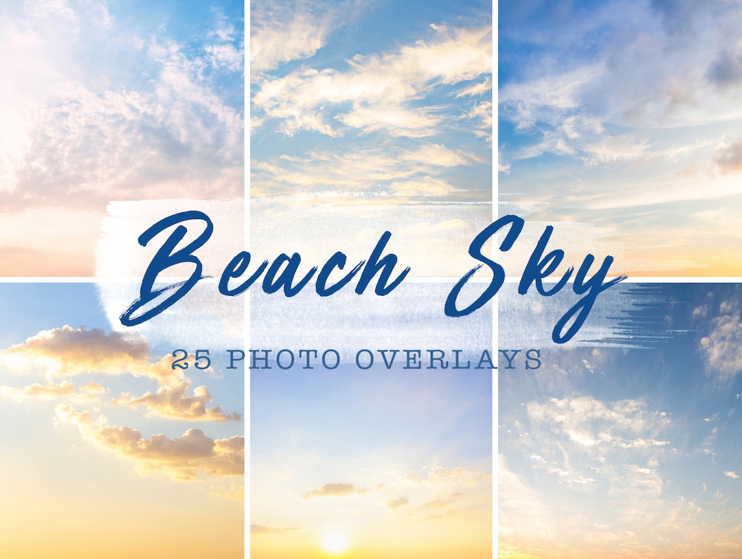 25 Beach Sunset Sky Photo Overlays: Photoshop Backgrounds (digital ...