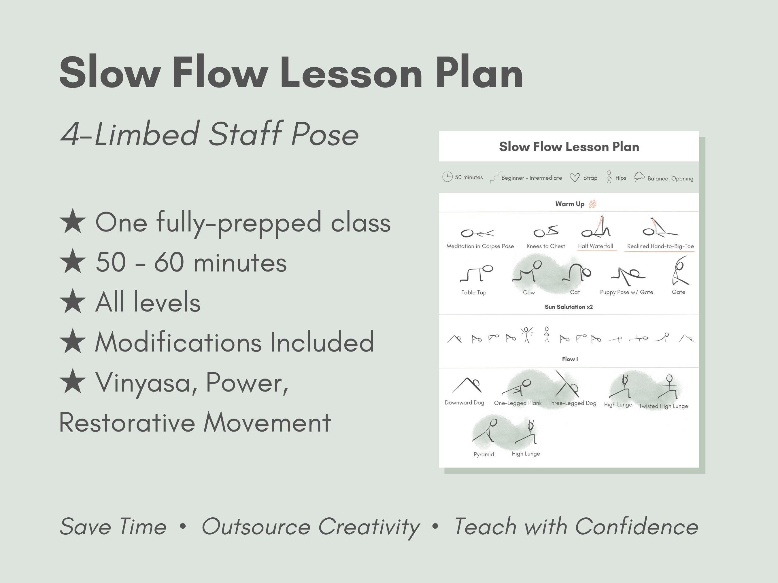 Slow Flow Lesson Plan for Yoga Teachers Instant Download, Pre-sequenced ...
