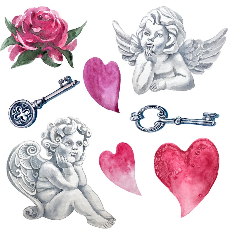 Valentines Day Clipart, Angel Clipart, Red Heart Clipart, Valentines ...
