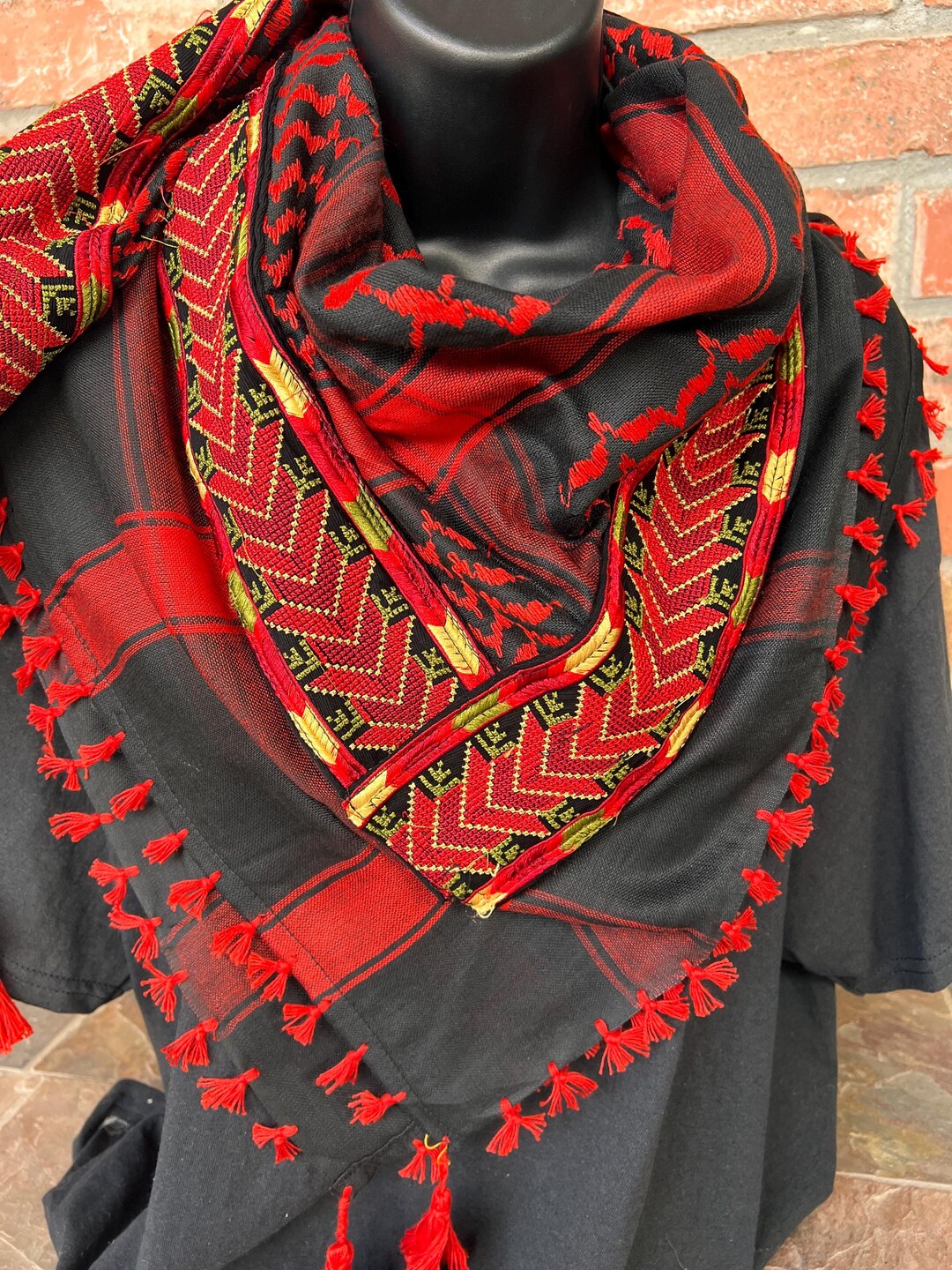Colorful Kuffiyeh Scarf With Custom Tatreez - Palestinian Arab Scarf ...