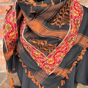 Colorful Kuffiyeh Scarf With Custom Tatreez - Palestinian Arab Scarf ...