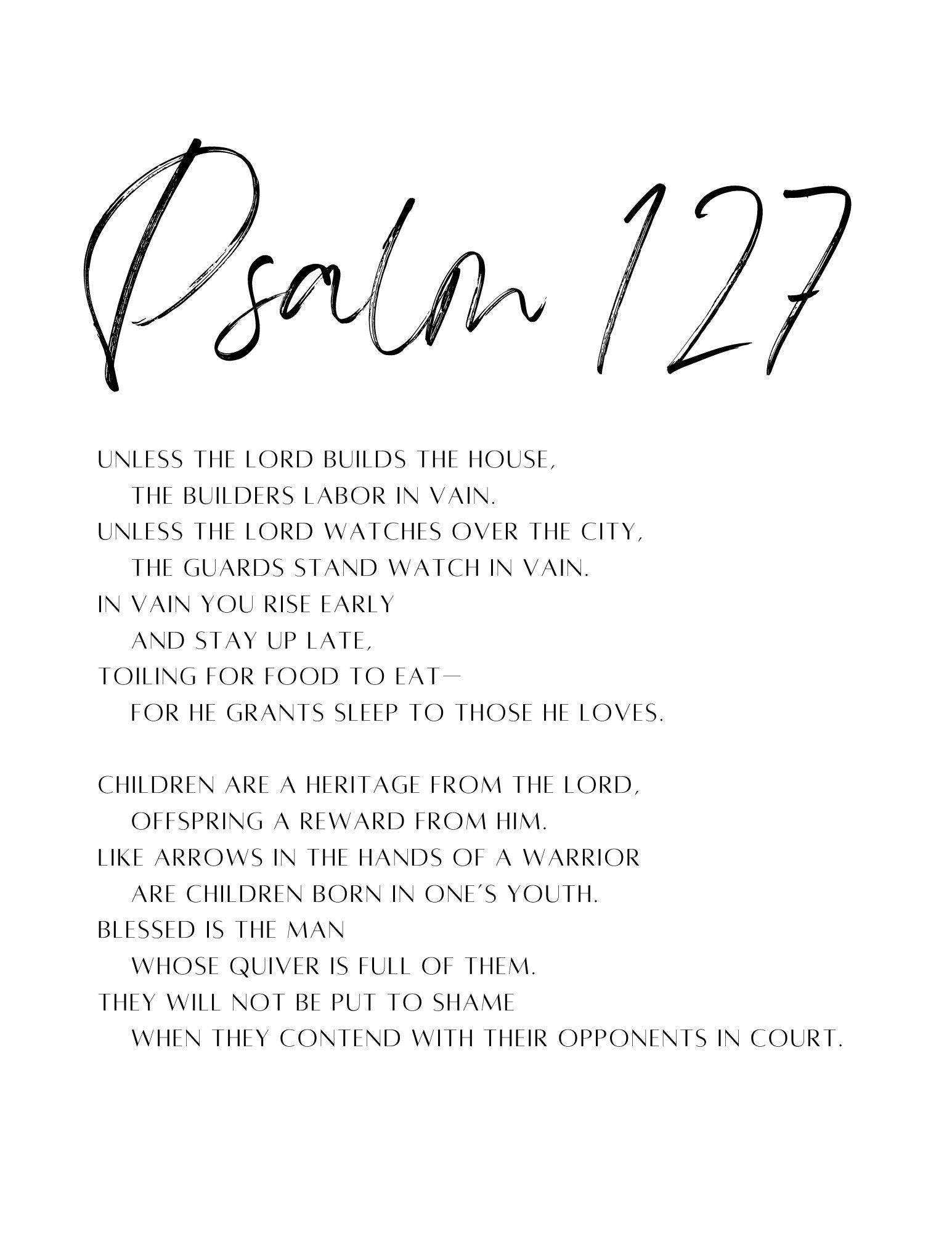 Psalm 127 | Downloadable | Wall Art | Decor | Bible Verse | Home ...