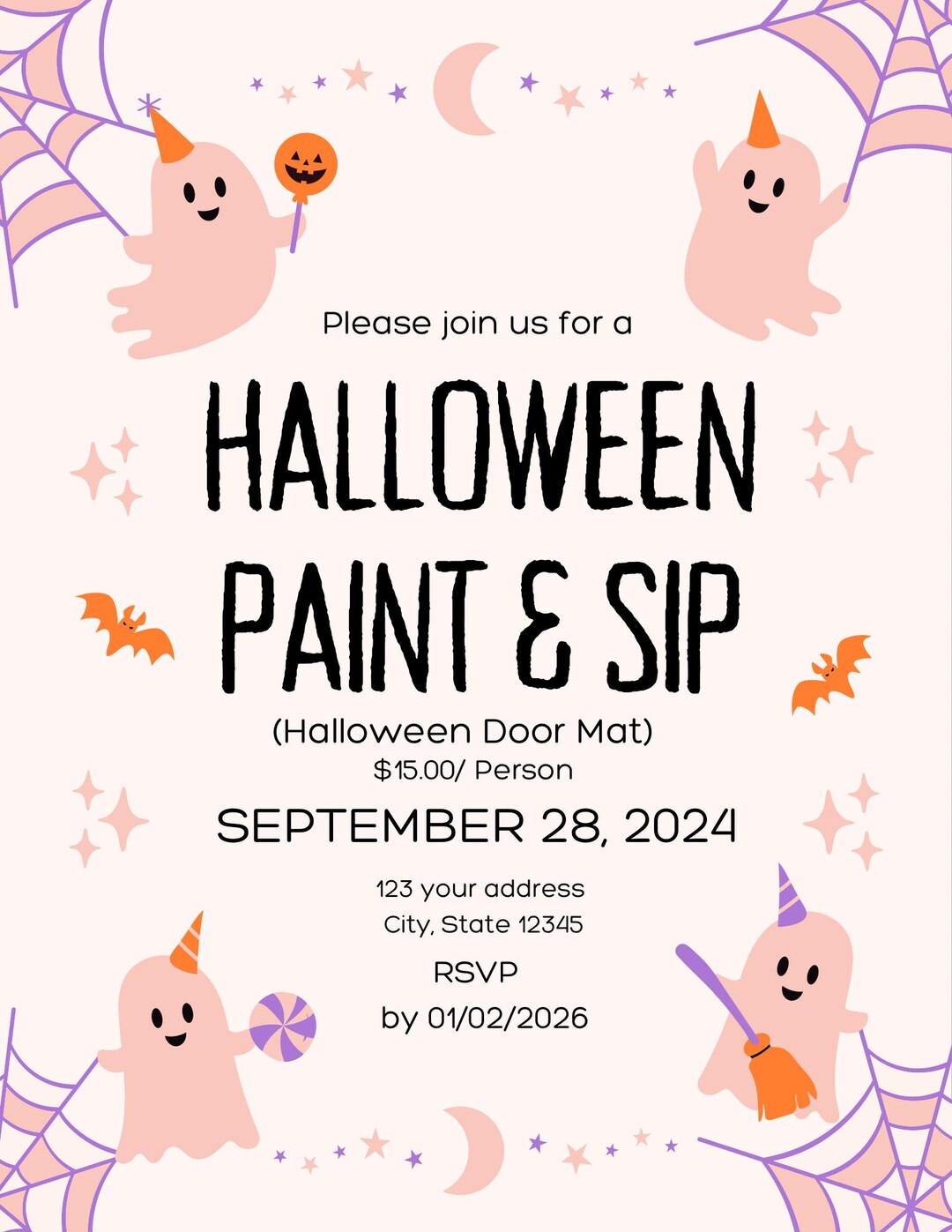 Halloween Paint & Sip Invite - Etsy