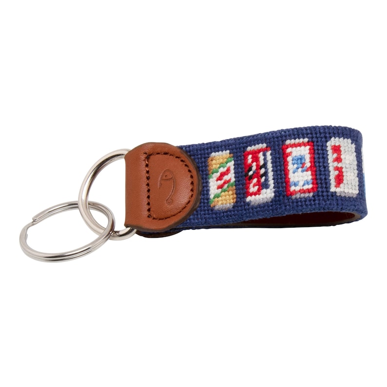 Beer Can Needlepoint Keychain: Handmade Key Fob With Leather Backing - Etsy